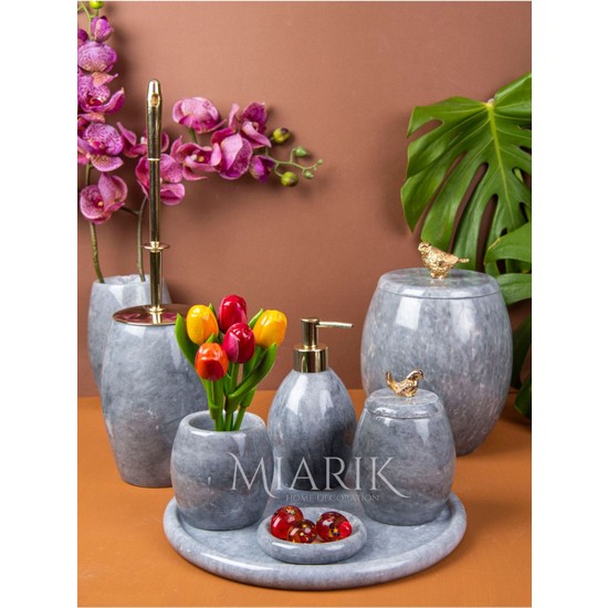 Dekoratif Gri Mermer Banyo Seti Takımı 7 Li Gold Serce Kus Fiyatı