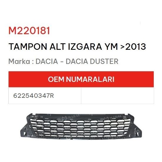 Duster Ön Tampon Izgarası 2013-2018 622540347R Gns Gold Fiyatı