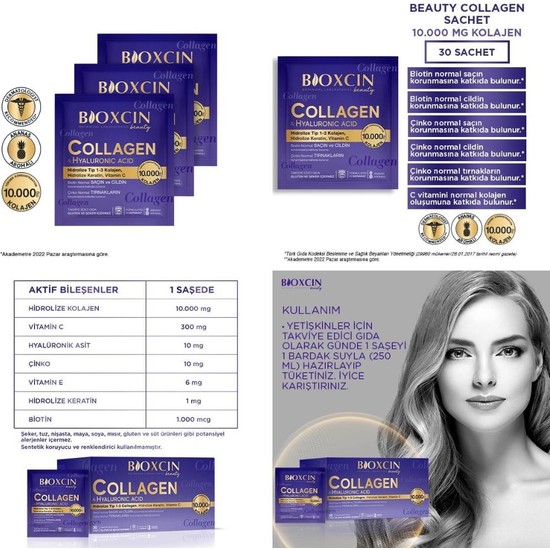 Bioxcin Collagen Hyaluronic Acid Hidrolize Tip 1-3 Kolajen Fiyatı