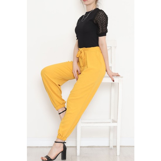 Stil Mark Kolları Tüllü Kısa Kollu Bluz Siyah - 261.224. Fiyatı