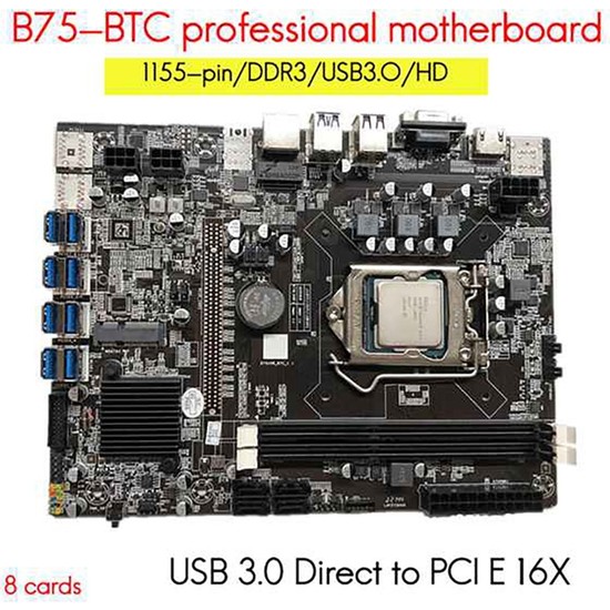 Guitar B75 8 Kart Btc Madencilik Anakart+Cpu+Fan+Usb3.0 Fiyatı