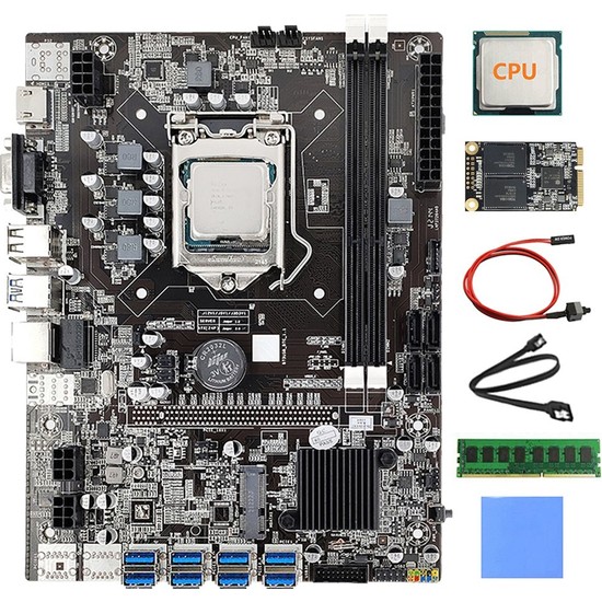 Guitar B75 8 Kart Gpu Madencilik Anakart + Cpu + Termal Ped Fiyatı