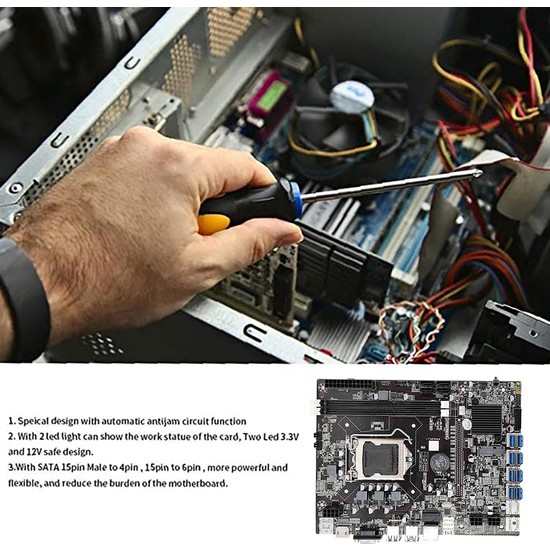 Guitar B75 Btc Madencilik Anakart ile Rastgele Cpu + Fan + Fiyatı