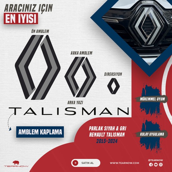 Tear Now Renault Talisman (2015-2024) Yeni Tasarım Amblem Kaplama ...