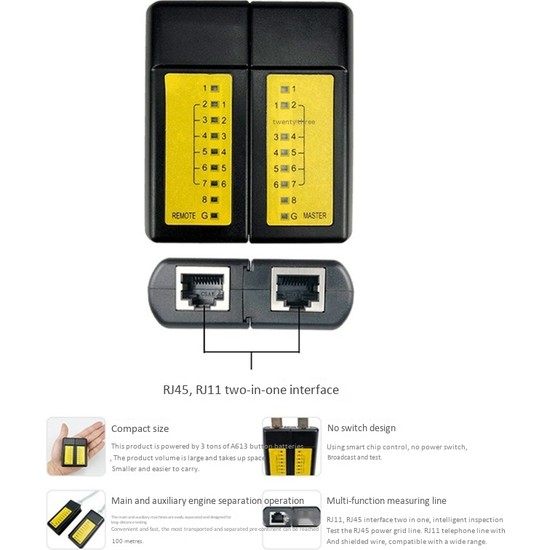 Silhouette RJ45 RJ11 Ağ Kablosu Test Cihazı Akıllı Mini Fiyatı
