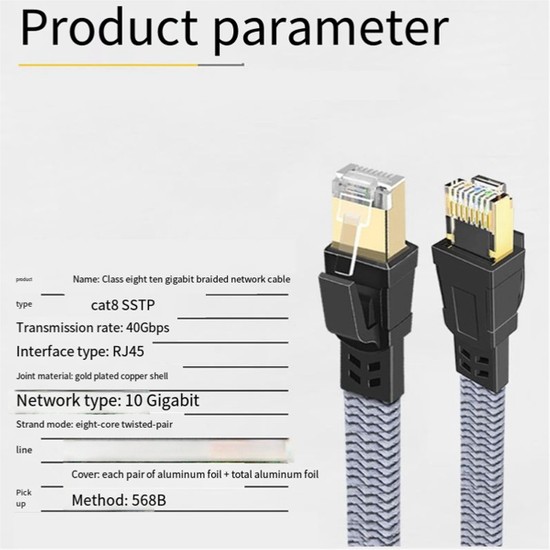 Silhouette Ethernet Kablosu Sttp 40 Gbps Cat 8 RJ45 Ağ Lan Fiyatı