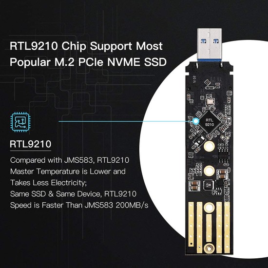 Silhouette M.2 Nvme - USB Adaptörü, Yükseltilmiş RTL9210 Çip 10 Gbps ...