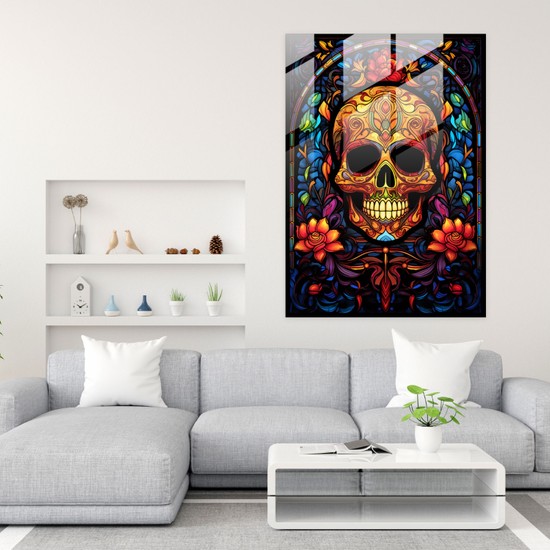 Painted Anarchy Day Of The Dead Stained Glass Art - Los Fiyatı