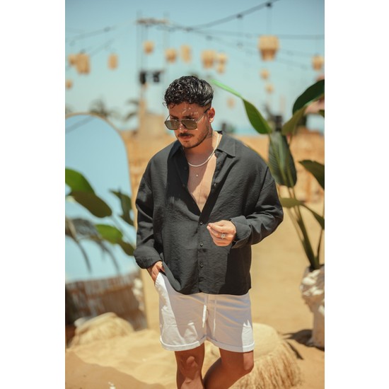 Outfit-Man Erkek Tensel Oversize Gömlek Siyah Fiyatı