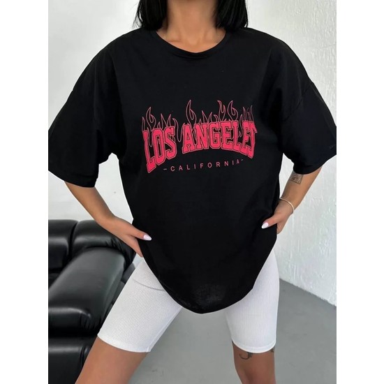 Melia Fashion Bisiklet Yaka Baskılı Oversize T-Shirt - Fiyatı