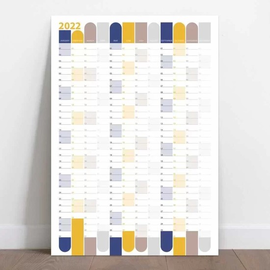 Bi'aldım 2025 Yıllık Plan Duvar Takvimi Sarı Lacivert Wall Fiyatı