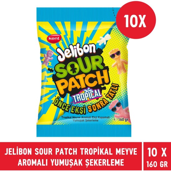 Jelibon Sour Patch Tropikal Meyve Aromalı Yumuşak Şekerleme 160 gr - 10 ...
