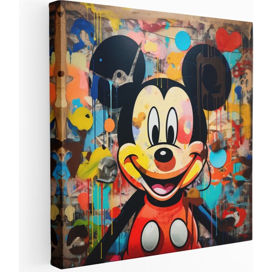 Painted Anarchy Pop Art Mickey Mouse Kolaj Kanvas Tablo, Fiyatı