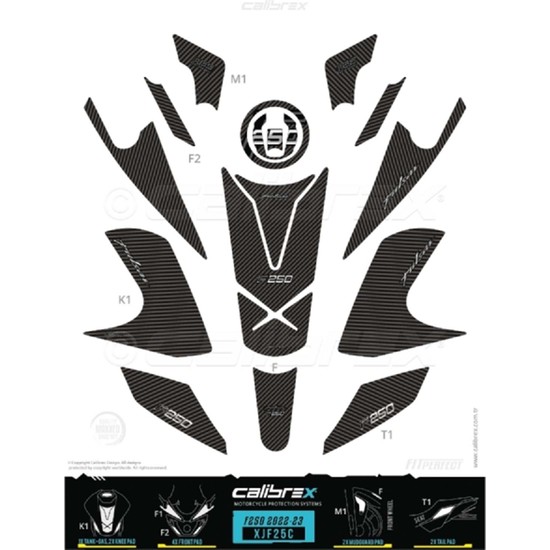 Calibrex Bajaj Pulsar F250 Tank Pad Full Set XJF25C Fiyatı