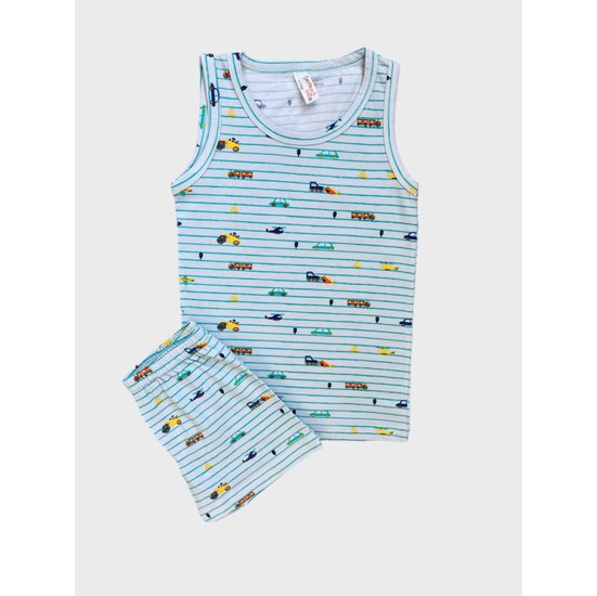 Elmas Kids Erkek Çocuk Pamuklu Araba Desenli Çizgili Yeşil Fiyatı