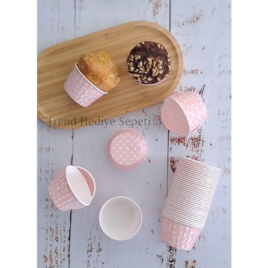 Solfej Mix Trend Hediye Sepeti 50'li Açık Pembe Puantiyeli Muffin Kek ...