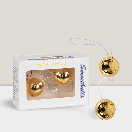 Smartballs Özel Tasarım Anal ve Vajinal Zevk Boncukları - Altın Renkli, Yumuşak Malzeme ve G