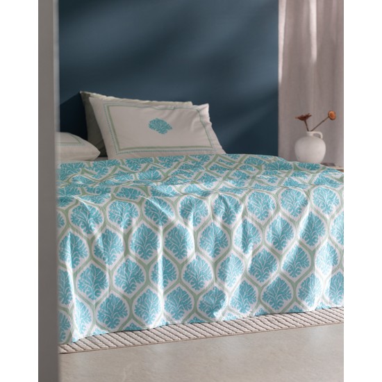 Leal Tek Kişilik Pamuk Karde Baskılı Pike Takımı - Mavi Fiyatı