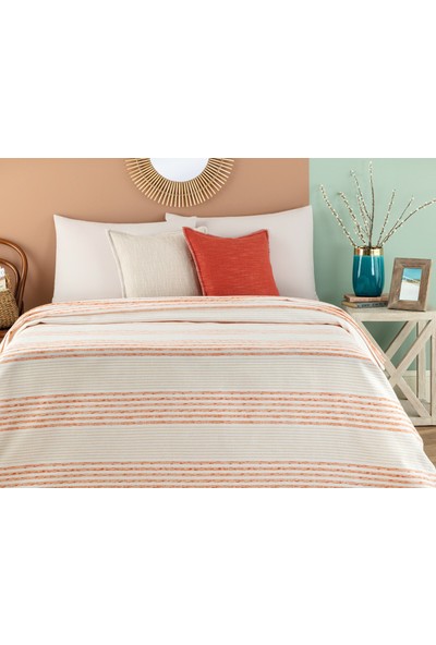 Madame Coco Ediht Çift Kişilik Baskılı Pike - Turuncu