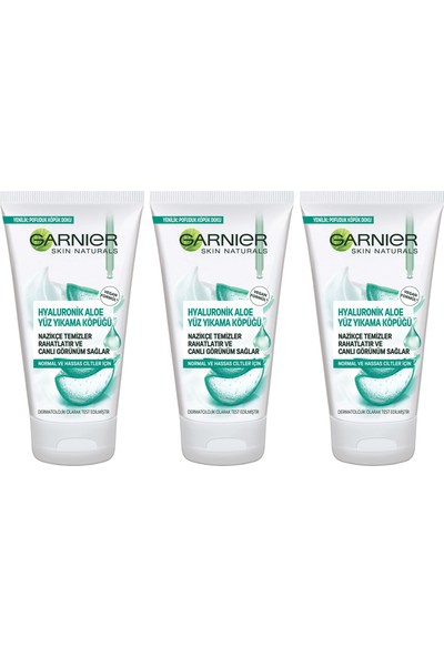 Garnier Hyaluronik Aloe Yüz Temizleme Köpüğü 150 ml 3 Adet Garnier Hyaluronik Aloe Yüz Temizleme Köpüğü 150 ml 3 Adet