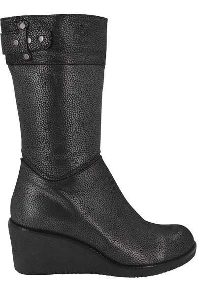 She-Bab Siyah Baskılı Deri Dolgu Topuk Kadın Bot H17K1012