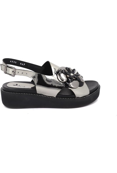 Iloz Gümüş Deri Kadın Sandalet 514805 Iloz Gümüş Deri Kadın Sandalet 514805