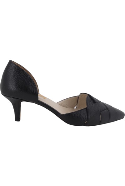 Hobby Siyah Deri Kadın Topuklu Stiletto Ayakkabı 152