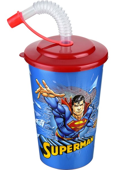 Morevia Plast Lisanslı Süperman Kapaklı Pipetli Bardak 400 ml Morevia Plast Lisanslı Süperman Kapaklı Pipetli Bardak 400 ml