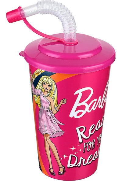 Morevia Plast Lisanslı Barbie Kapaklı Pipetli Bardak 400 ml Morevia Plast Lisanslı Barbie Kapaklı Pipetli Bardak 400 ml