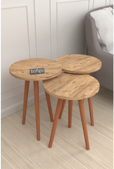 Bofigo Zigon Sehpa Ahşap Ayaklı Zigon Çam