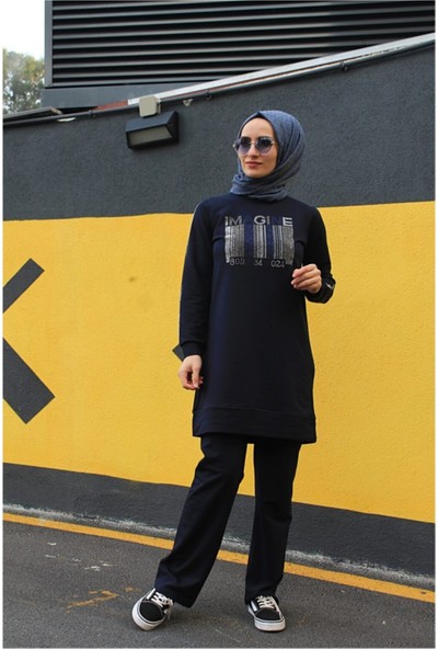 Cng Moda Taşlı Siyah Eşofman Takımı