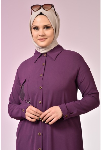 FERACE Taşlı ve Toka Aksesuarlı Kadın Tunik