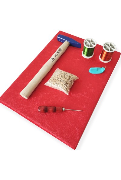 Tuğra Tablo Filografi Set & Kumaş Kaplı Tahta Hazır Set Vav Kalıp Hediye