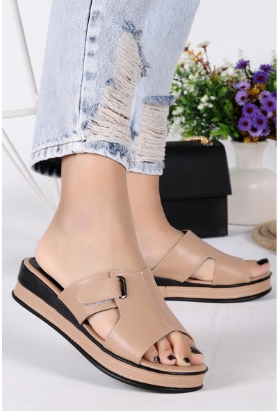 Woggo Plt 164 Cırtlı Günlük Kadın Terlik Ten