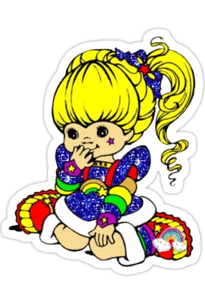 Universal Klasik Gökkuşağı Sahte Parıltı Retro 80'Lerin Kızı Çizgi Film Karakteri