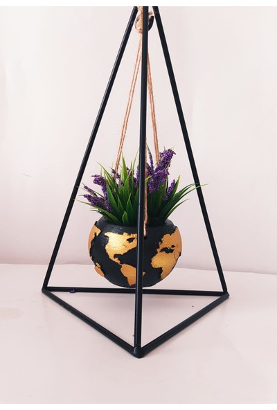 Ebrulihomeart Piramit Metal Askılı Dünya Sukulent Saksı