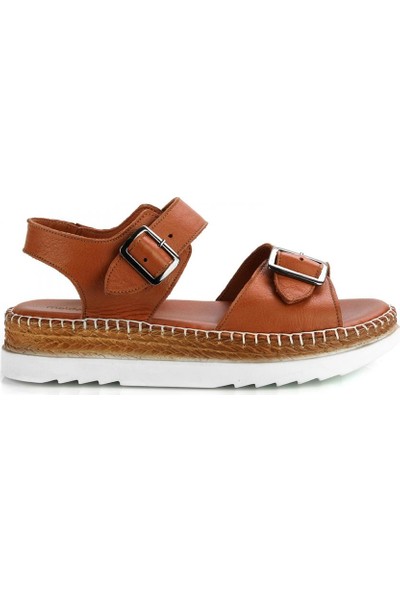 Cooliza 2021 Taba Deri Kadın Sandalet
