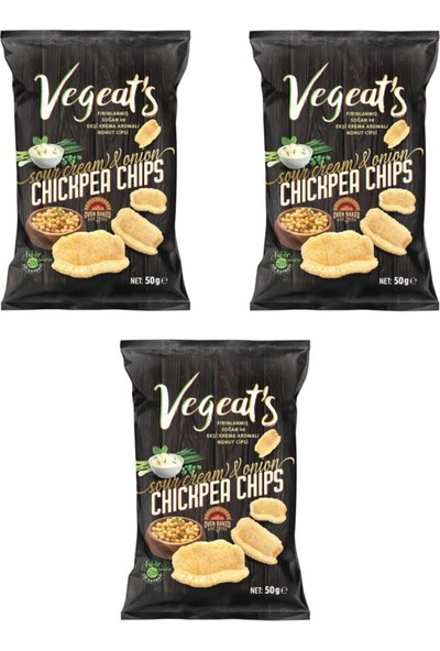 Vegeat Fırınlanmış Ekşi Krema & Soğanlı Nohut Cipsi 3'lü Vegeat Fırınlanmış Ekşi Krema & Soğanlı Nohut Cipsi 3'lü