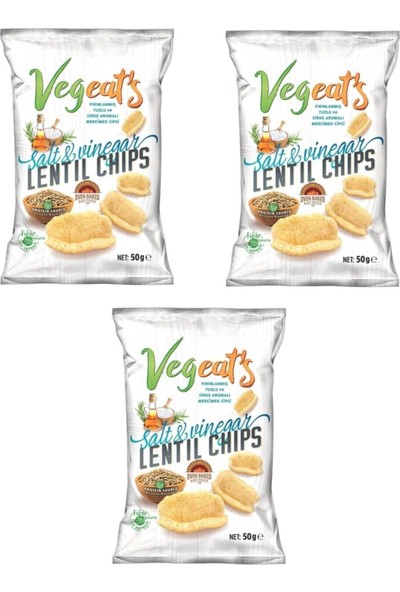 Vegeat Fırınlanmış Tuzlu & Sirkeli Mercimek Cipsi 3'lü Vegeat Fırınlanmış Tuzlu & Sirkeli Mercimek Cipsi 3'lü