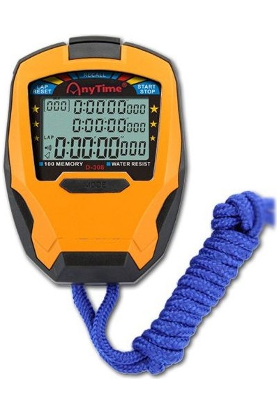 Anytime D-308 100 Lap Hafızalı 1/1000 Saniye Profesyonel Tip Kronometre Anytime D-308 100 Lap Hafızalı 1/1000 Saniye Profesyonel Tip Kronometre