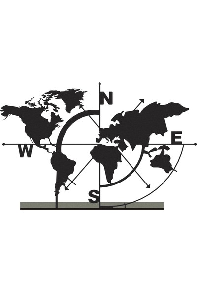 Thorqtech Metal Masa Üstü Biblo Dünya Haritası 18X26CM Siyah ve Gold