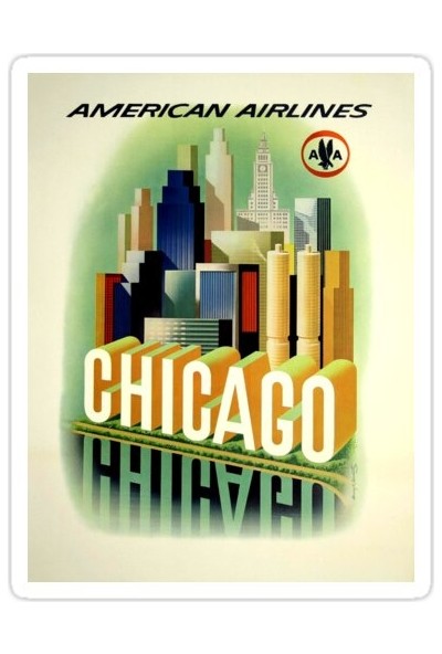Universal Chicago, American Airlines - Vintage Seyahat Yazdırılabilir Poster