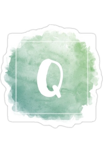 Universal Çerçeveli Deniz Mavisi Beyaz Sulu Boya Sıçratma Monogram Seti - Q - Siyah