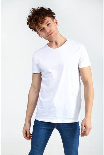 Collezione Beyaz Erkek Bisiklet Yaka T-Shirt Kısa Kol Collezione Beyaz Erkek Bisiklet Yaka T-Shirt Kısa Kol