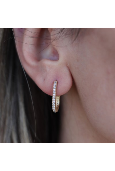 Değerli Kuyumculuk Taşlı Elips Küpe