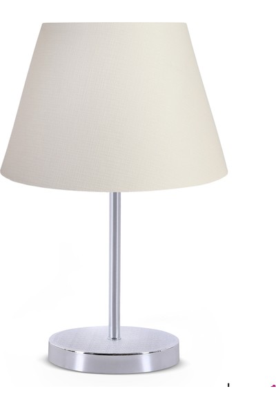 Homing Krem Lara Krom Gövdeli Abajur AYD-2855 Homing Krem Lara Krom Gövdeli Abajur AYD-2855