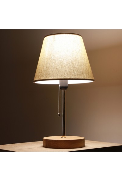 Homing Sera Ahşap Ayaklı Çöl Beji Abajur AYD-2649