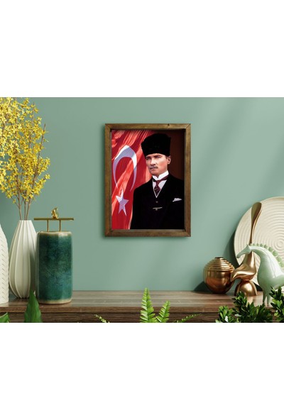Bk Gift Atatürk Tasarımlı Doğal Masif Ahşap Çerçeveli Tablo23 Bk Gift Atatürk Tasarımlı Doğal Masif Ahşap Çerçeveli Tablo23