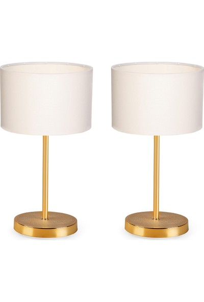 Homing Lara Gold Gövdeli Silindir Başlıklı Abajur Seti Homing Lara Gold Gövdeli Silindir Başlıklı Abajur Seti