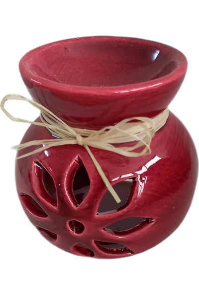 Yedi Home&Decor Seramik Çini El Yapımı Buhurdanlık Kiremit Kırmızı